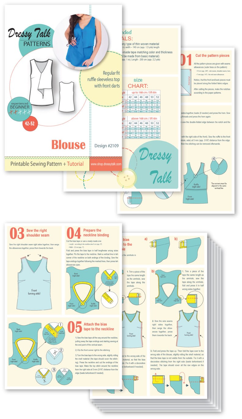 Sleeveless Blouse Pattern PDF Sewing Pattern Ruffle | Etsy