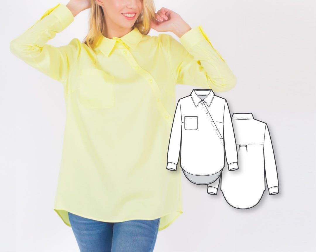 Shirt Pattern - Sewing Patterns - Designer Blouse Pattern - Blouse ...