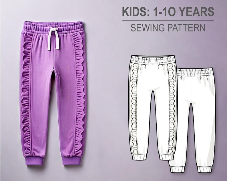 Girls Pants Sewing Pattern PDF, Beginner Baby Trousers Pattern, Easy ...