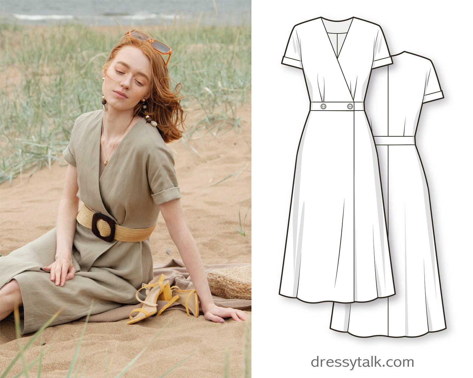 Linen Wrap Dress Sewing Pattern A-line Dress Pattern New - Etsy