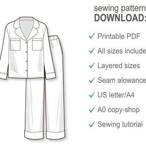 Pajama Sewing Pattern - Sleepwear Patterns - Men's PDF Sewing Patterns ...