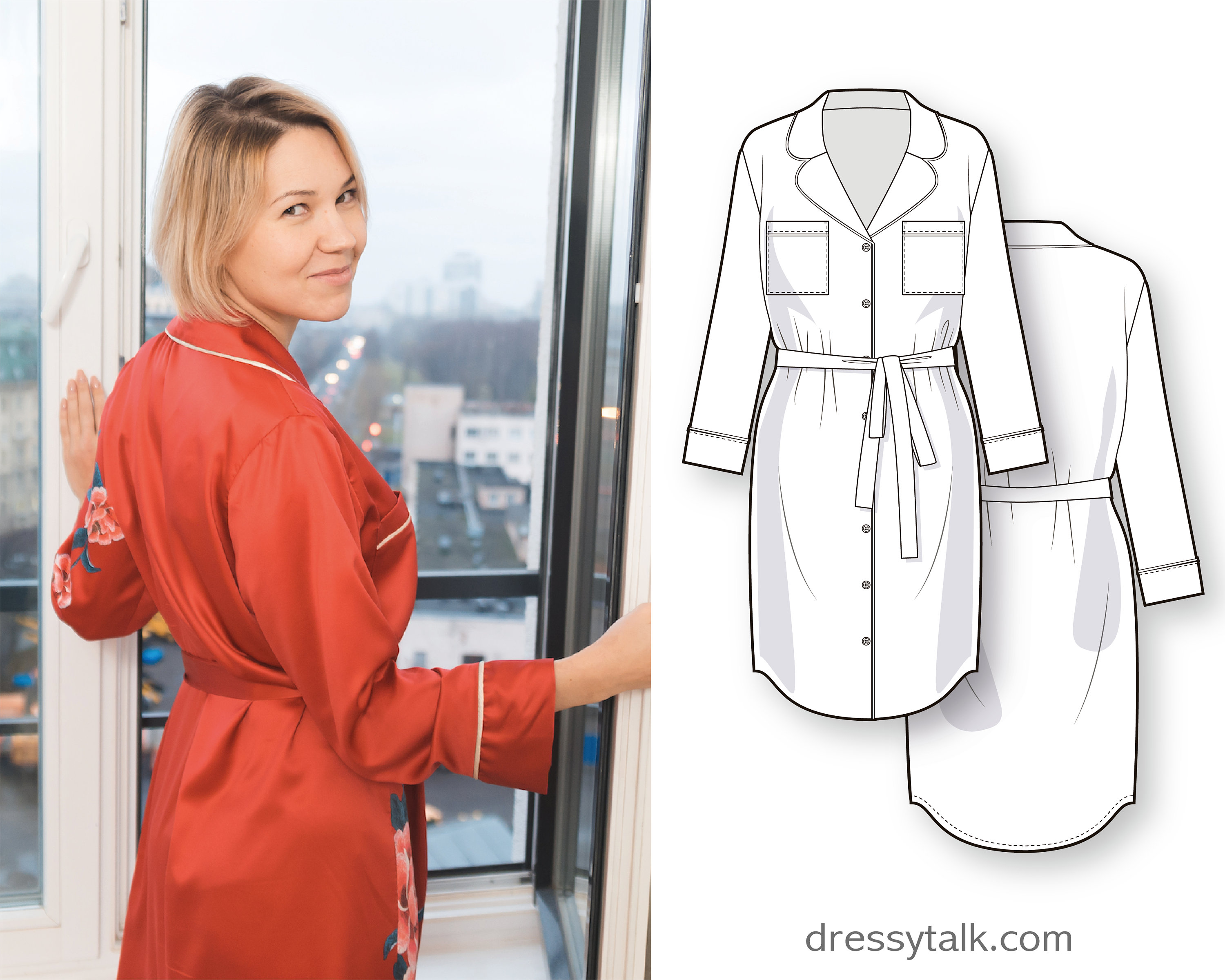 Robe Pattern Sewing Pattern Women Night Dress Patterns | Etsy