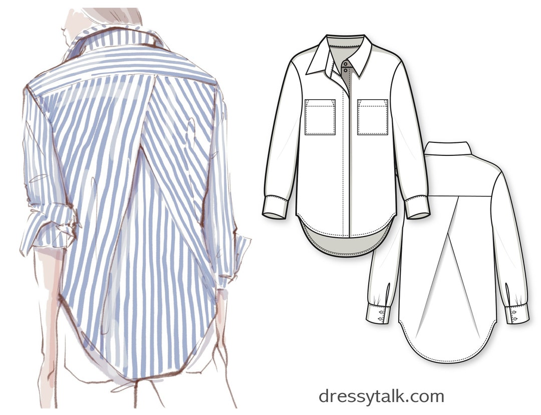 Oversized Shirt Womens Sewing Pattern - Shirt Pattern - Blouse Sleeve ...