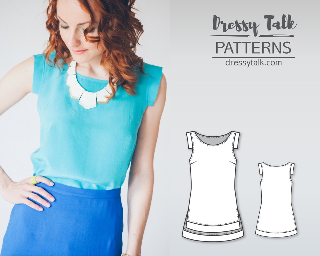 Collarless Cap Sleeve Woven Top/blouse With Round Neckline and High-low ...