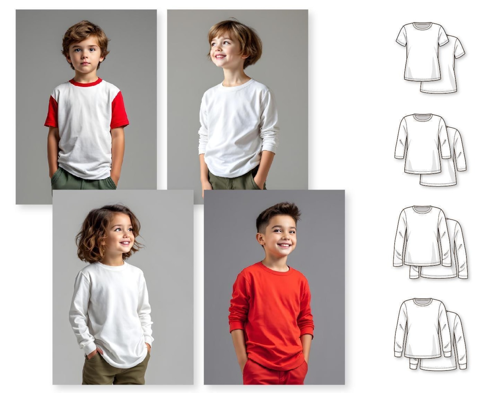 Boys T-shirt Sewing Pattern PDF, Short and Long Sleeve Options ...