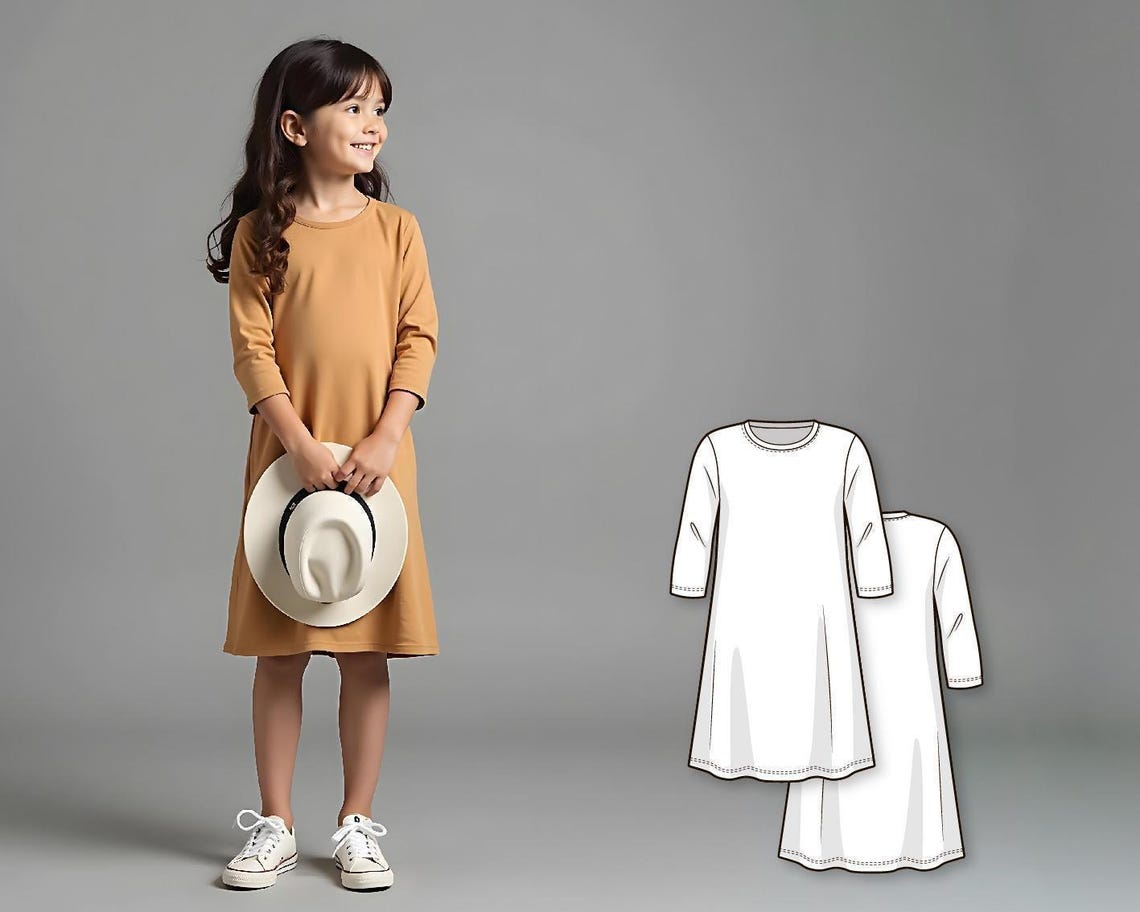 Girls Dress Sewing Pattern PDF, Baby and Kids Dress Pattern, Beginner ...