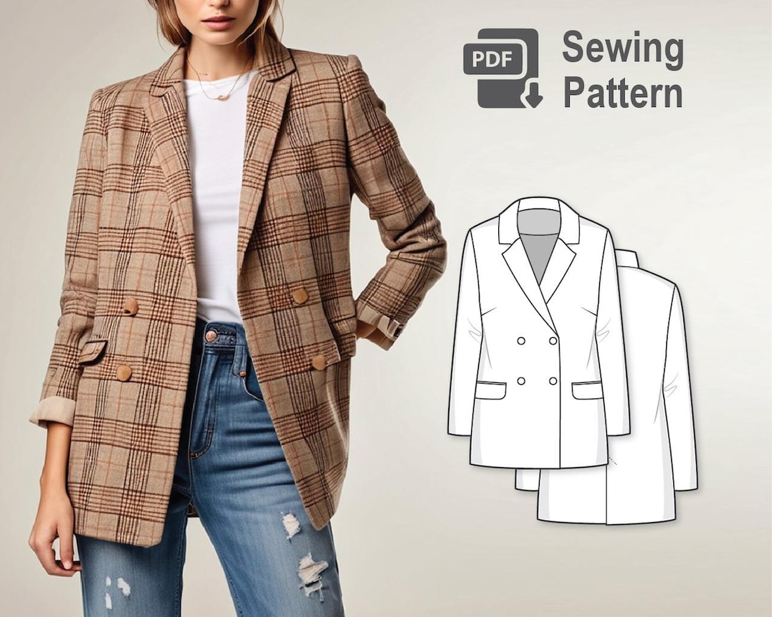 Blazer Sewing Patterns - Womens Sewing Pattern - Lined Double Breasted ...