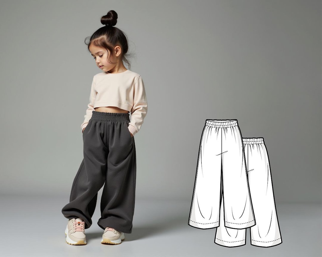 Girls Oversize Sweatpants Sewing Pattern PDF, Wide Pants for Kids ...
