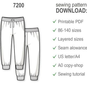 Boys Sweatpants Sewing Pattern PDF, Easy Pants Pattern for Kids ...