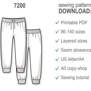 Boys Sweatpants Sewing Pattern PDF, Easy Pants Pattern for Kids ...