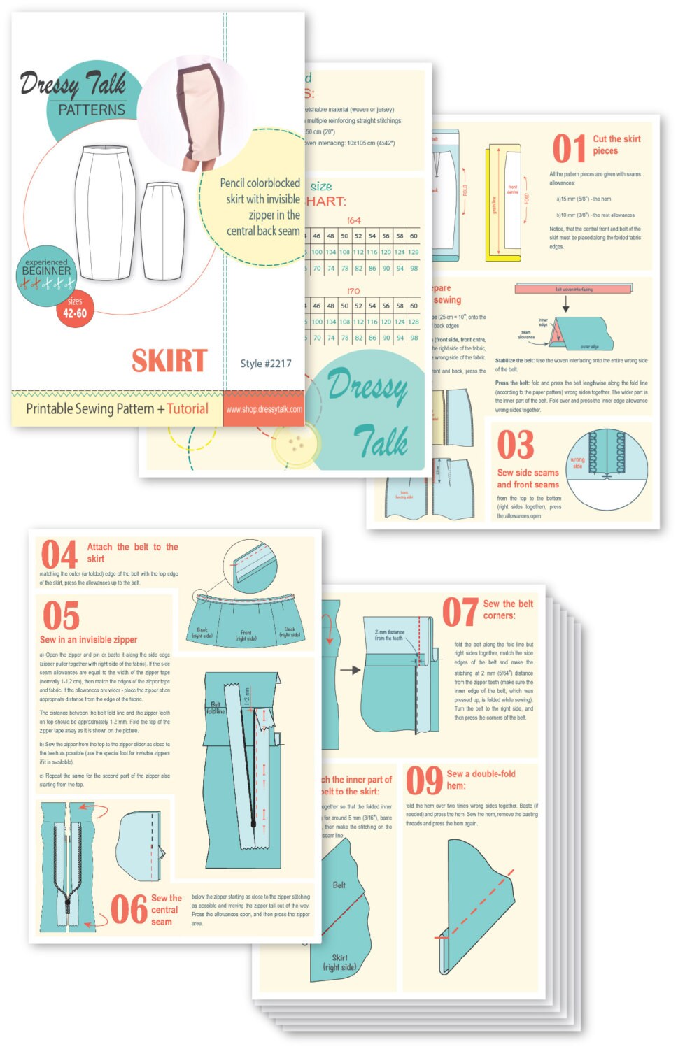 Skirt Patterns Sewing Tutorials Pencil Skirt Pattern | Etsy