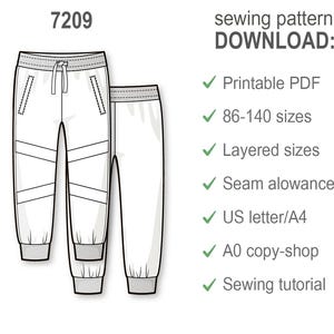Girls Sweatpants Sewing Pattern PDF, Easy Pants Pattern for Kids ...