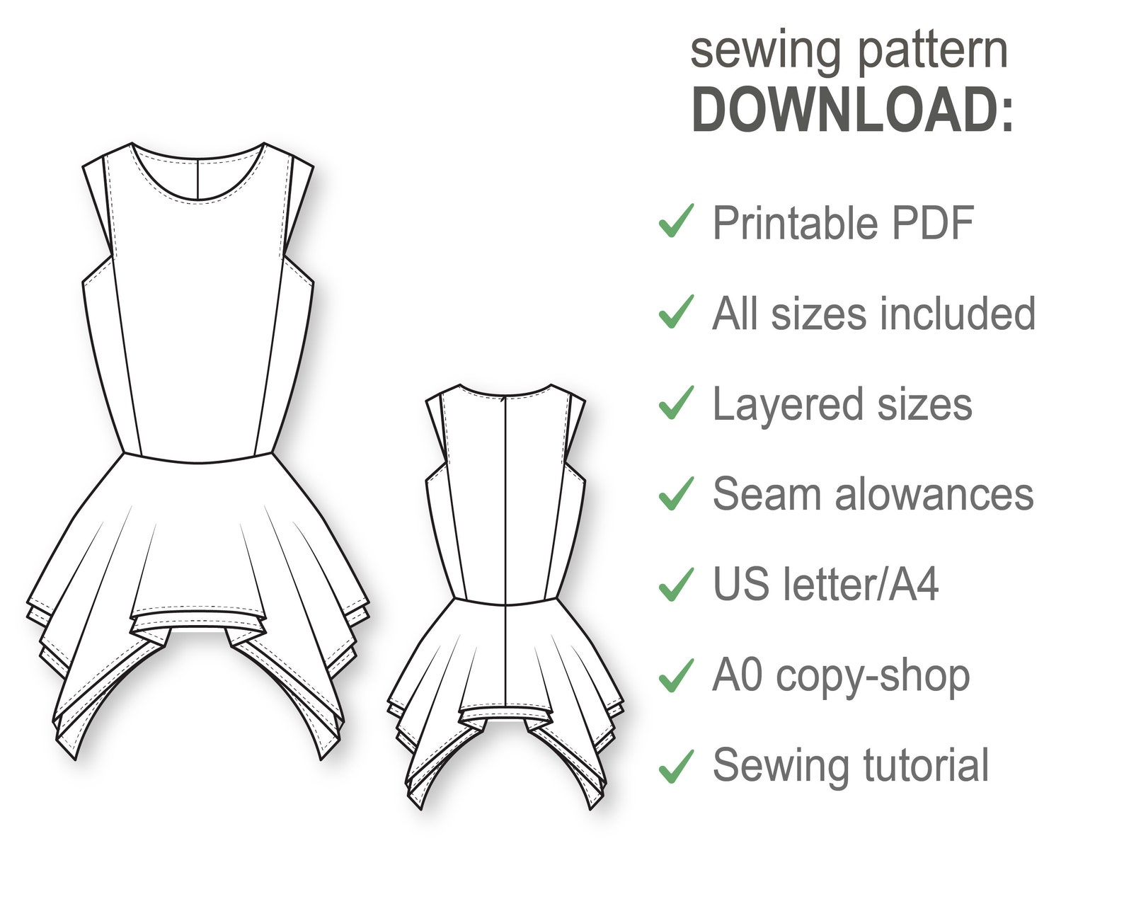 Peplum Top Pattern Blouse Patterns Sewing Tutorials - Etsy