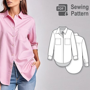 PDF Sewing Pattern for Woman - Woman Shirt Pattern - PDF Shirt Pattern ...