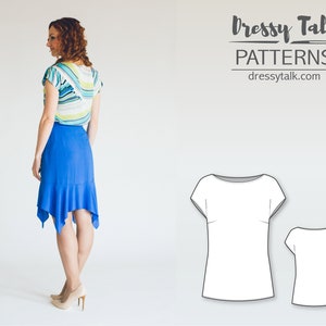 Basic Woven Cap Sleeve T-shirt/blouse Easy to Sew PDF Sewing Pattern ...