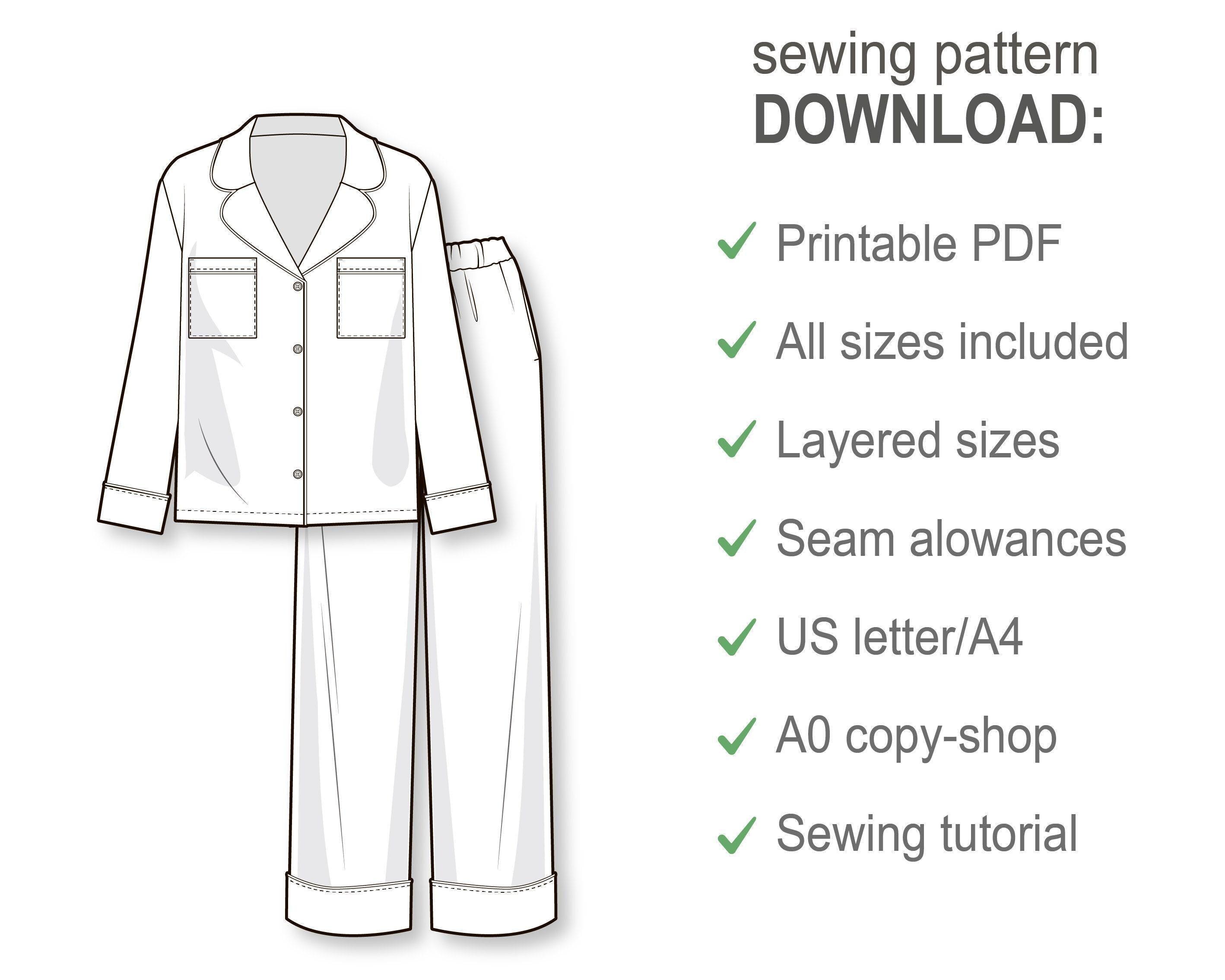 Pajama Sewing Pattern - Sleepwear Patterns - Men's PDF Sewing Patterns ...
