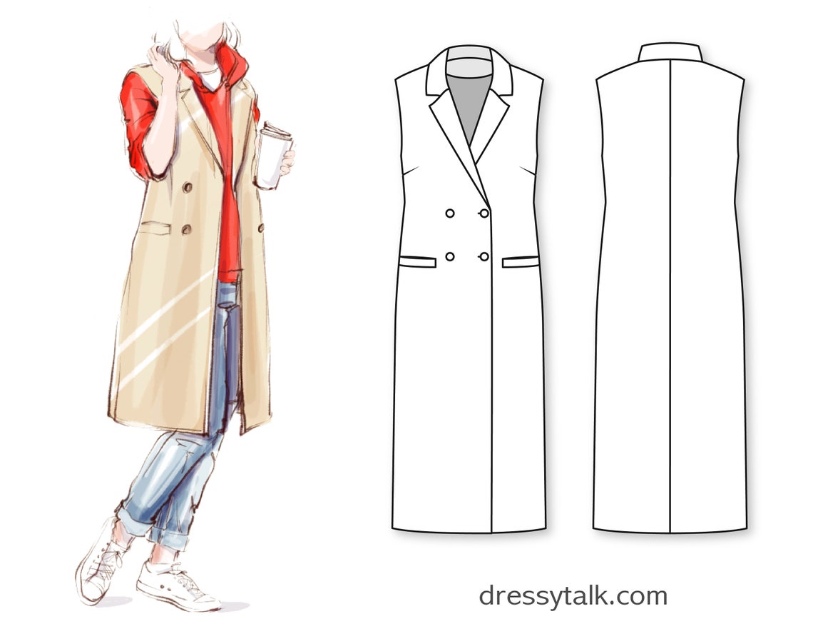 Vest Coat Sewing Pattern Sleeveless Blazer Pattern Jacket - Etsy