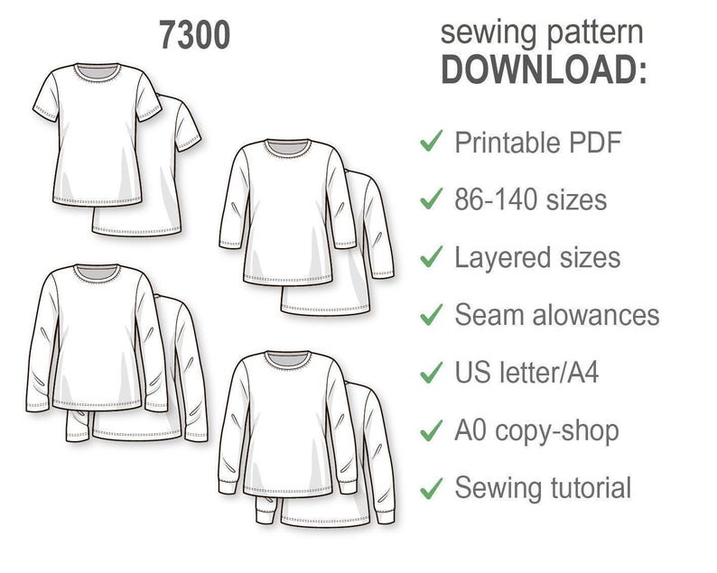 Boys T-shirt Sewing Pattern PDF, Short and Long Sleeve Options ...