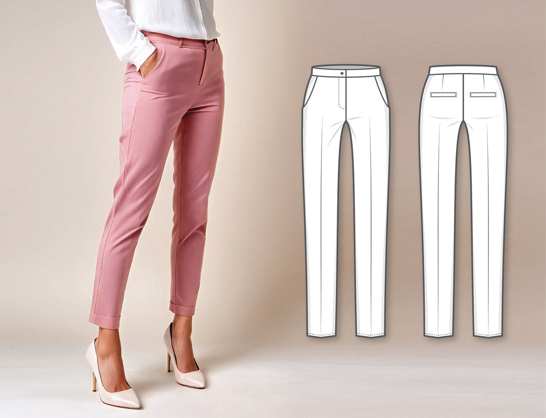 Pants Sewing Pattern - Slim Trousers Pattern - Basic Pants Pattern ...