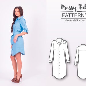Sewing Patterns - Shirt Dress Pattern - Dress Patterns for Women - Long ...