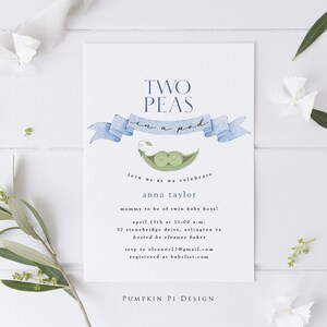 Two Peas in A Pod Baby Shower Invitation Twins Baby Shower - Etsy