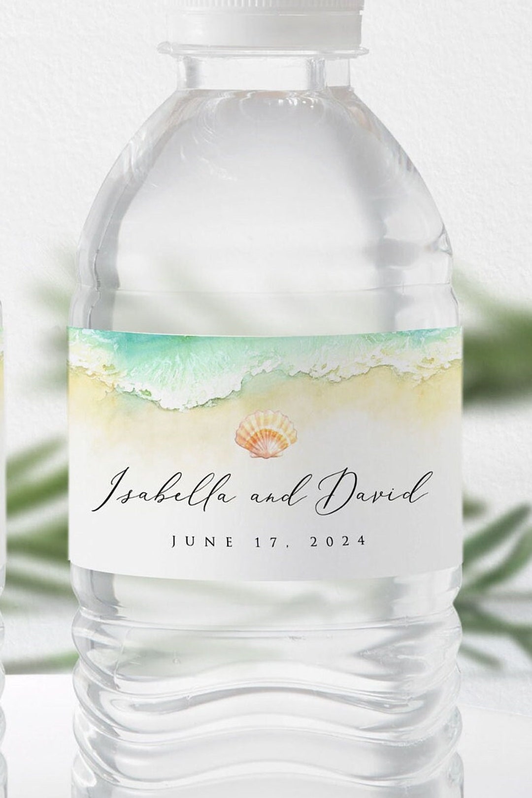 Beach Water Bottle Label, Beach and Seashell Water Bottle Label ...