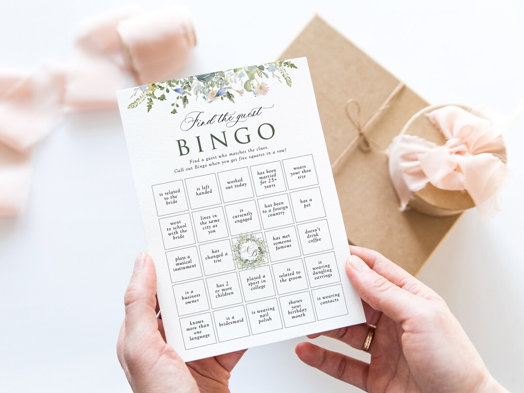 Wildflower Bingo Bridal Shower Game, Wildflower Bingo Game Template ...