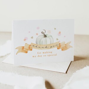 Pumpkin Thank You Folded/flat Note Card, Baby Shower Note Card Template ...