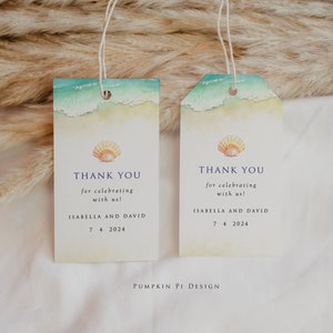 Sea Shell Favor Tag Template, Edit in Templett, Wedding Shower Favor ...