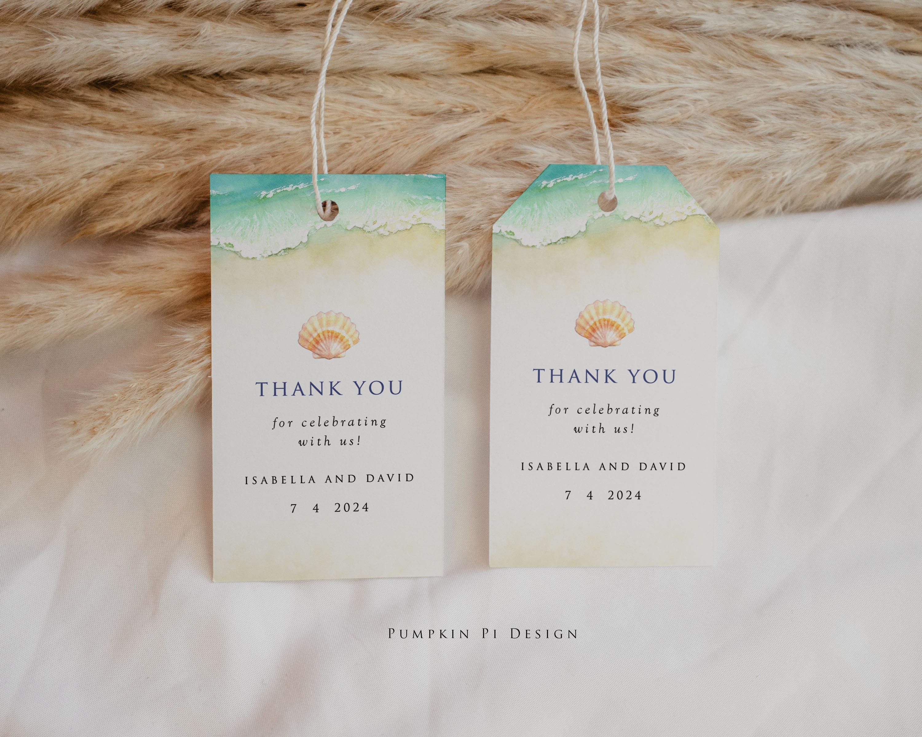 Sea Shell Favor Tag Template, Edit in Templett, Wedding Shower Favor ...