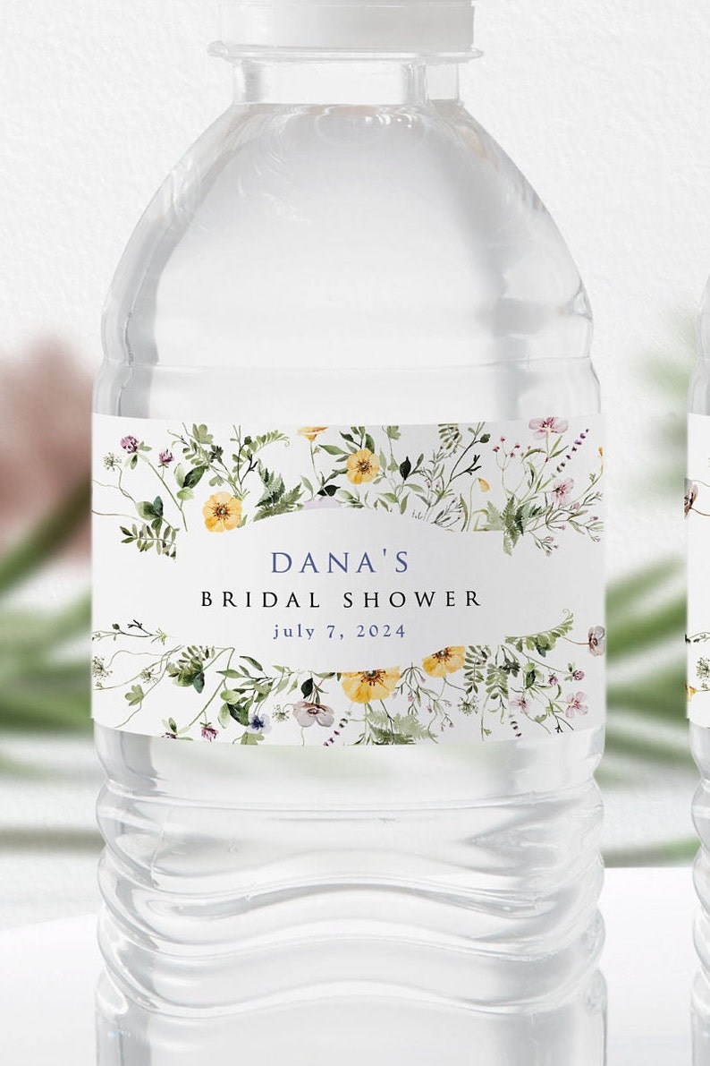 Wildflower Water Bottle Label, Water Bottle Label Template, Easy to ...
