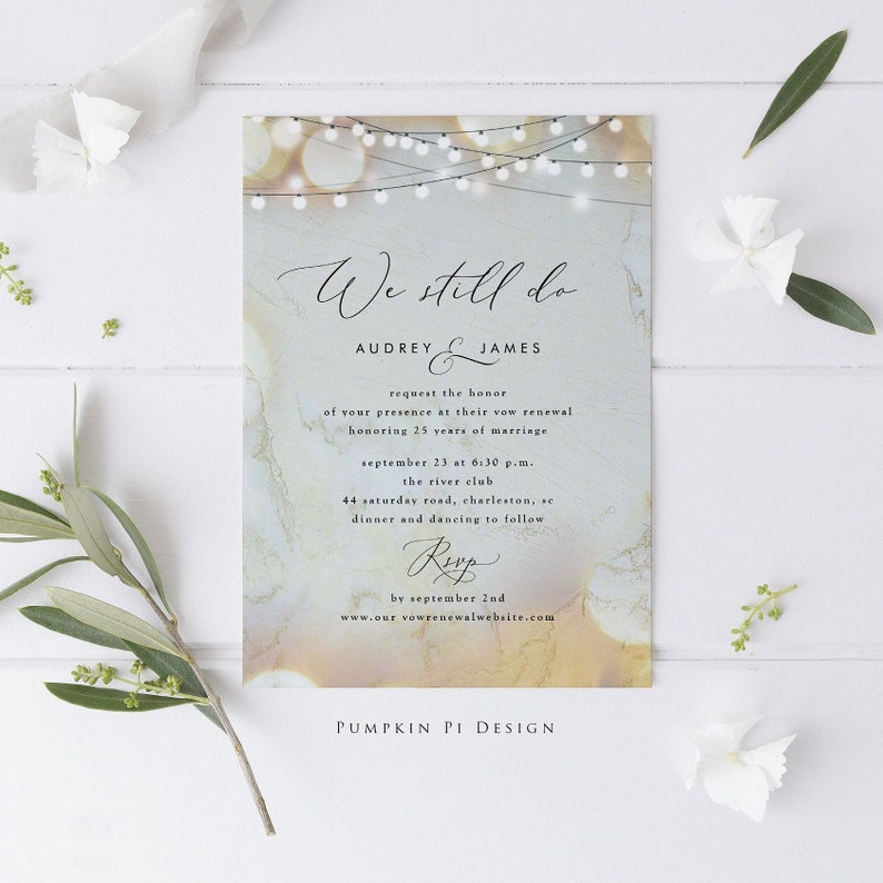 Vow Renewal Invitation Marbled We Still Do Invitation - Etsy