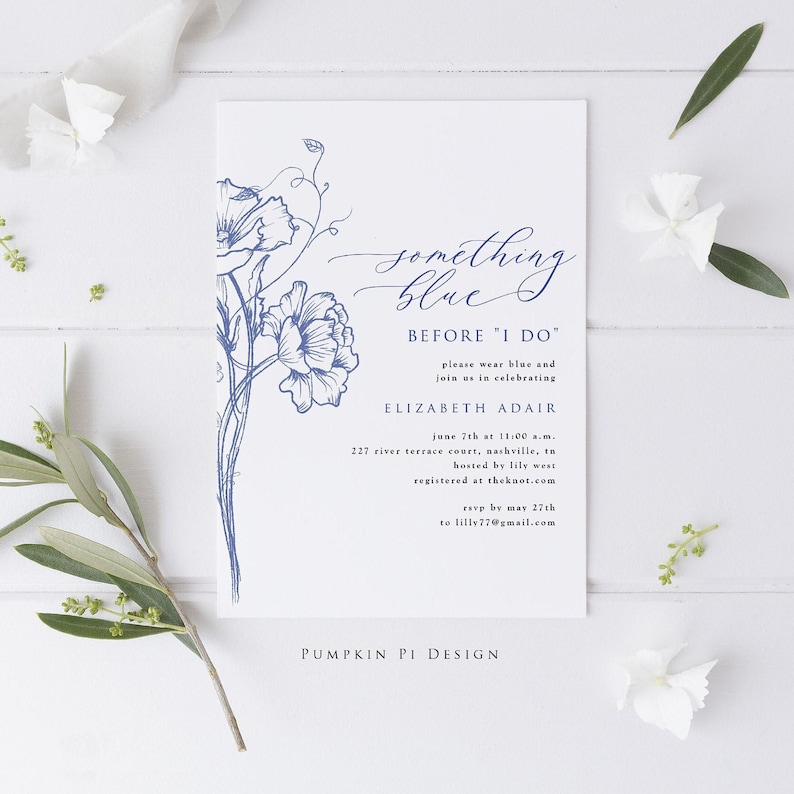 Something Blue Before I Do Bridal Shower Invitation Blue - Etsy