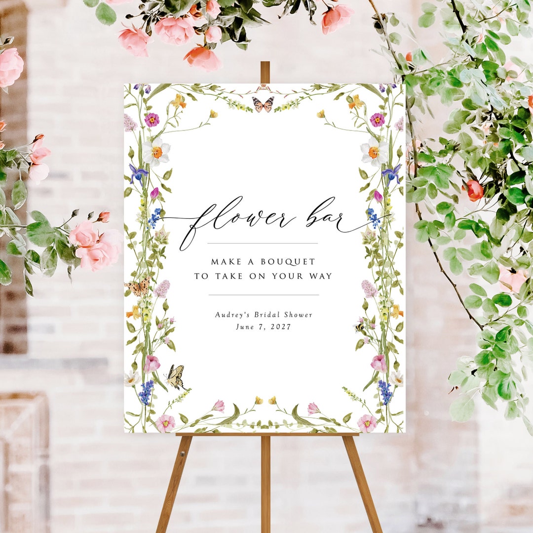 Flower Bar Sign, Bridal Shower Flower Bar Sign, Wedding Welcome Sign ...
