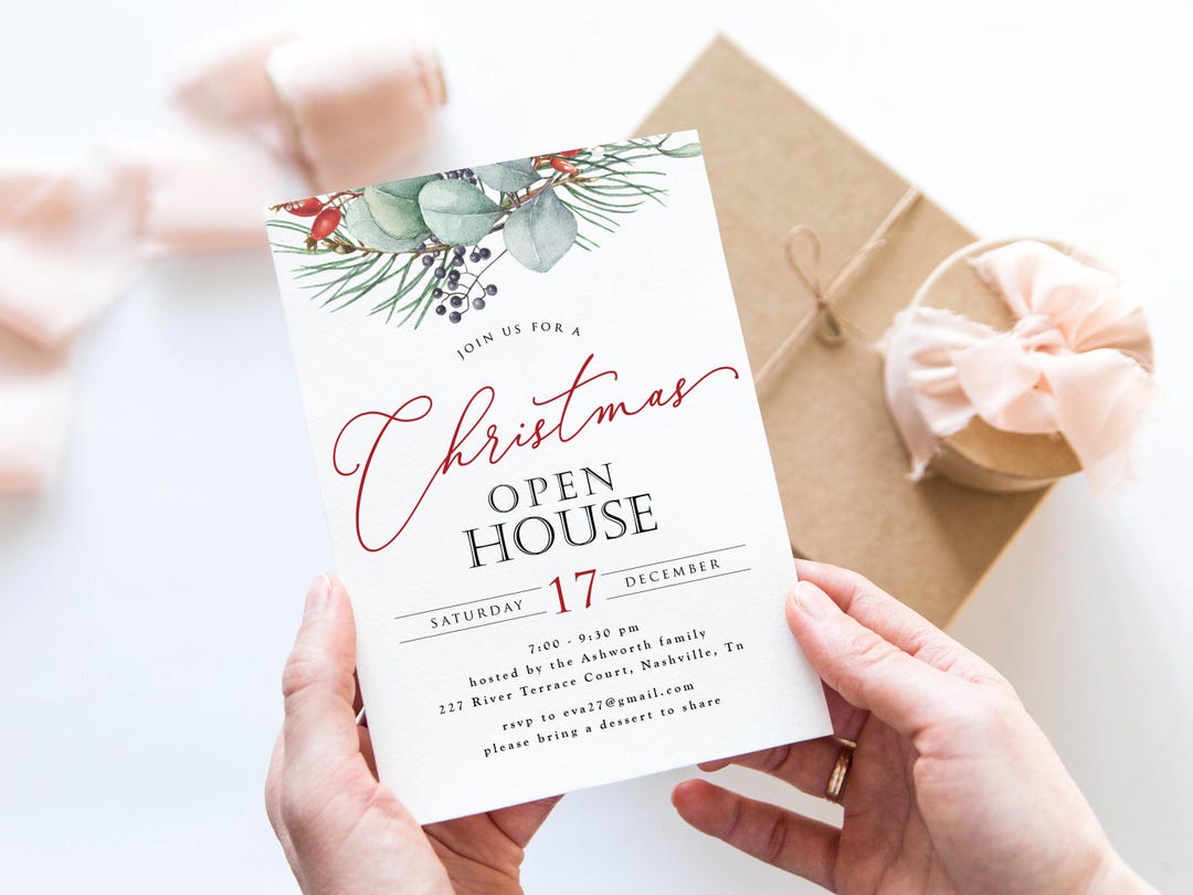 Winter Christmas Open House Invitation, Open House Invitation Template ...