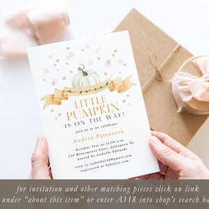 Pumpkin Thank You Folded/flat Note Card, Baby Shower Note Card Template ...