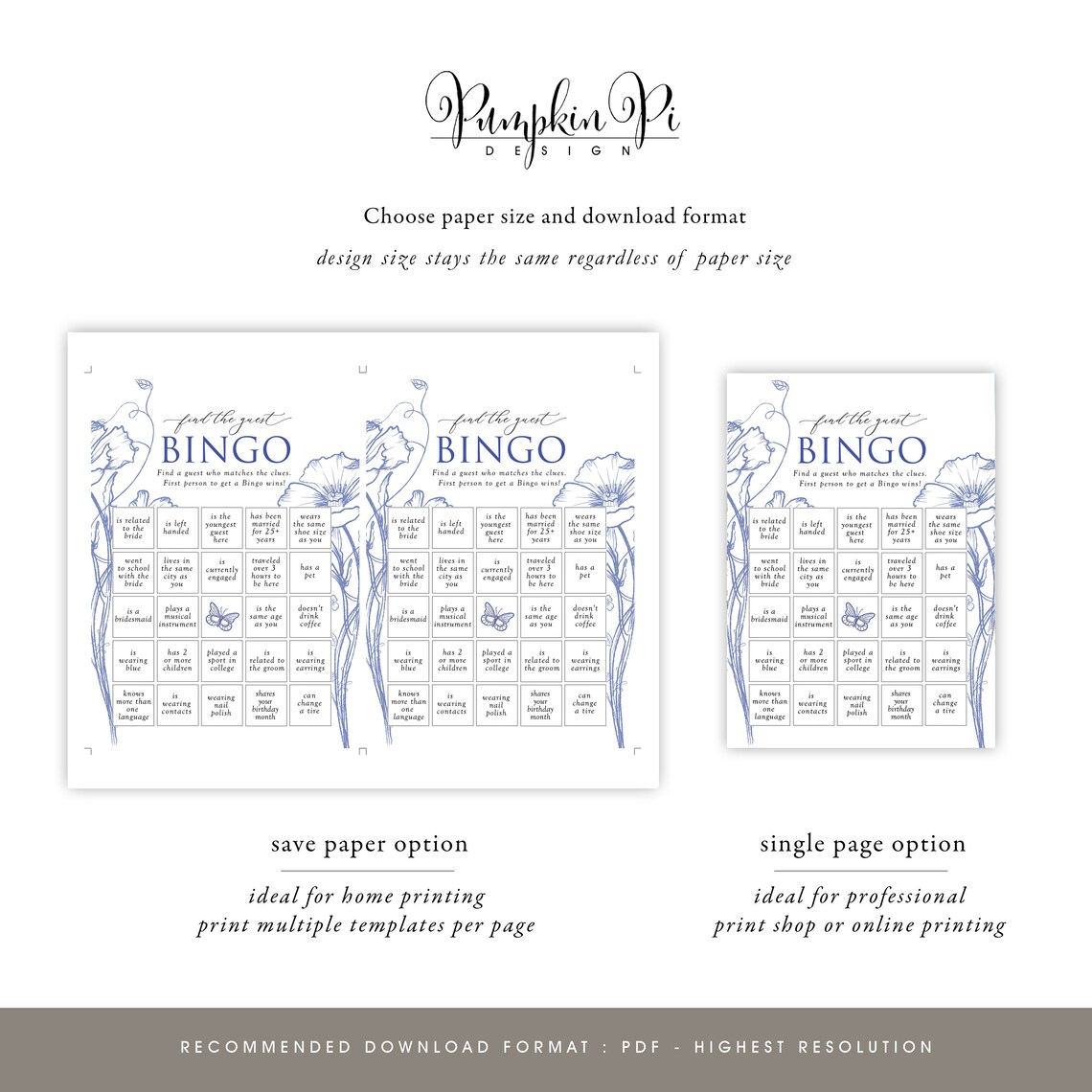 Wildflower Bingo Bridal Shower Game, Wildflower Bingo Game Template ...