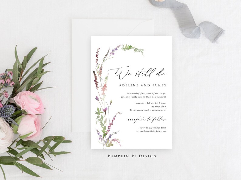 Wildflower Breeze We Still Do Invitation Template Vow - Etsy