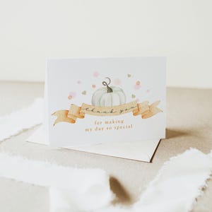 Pumpkin Thank You Folded/flat Note Card, Baby Shower Note Card Template ...