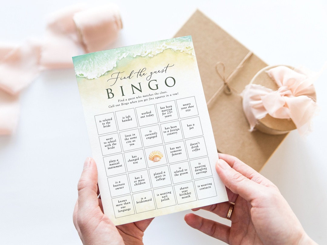 Beach BINGO Bridal Shower Game, Beach Bingo Shower Game Template, Beach ...