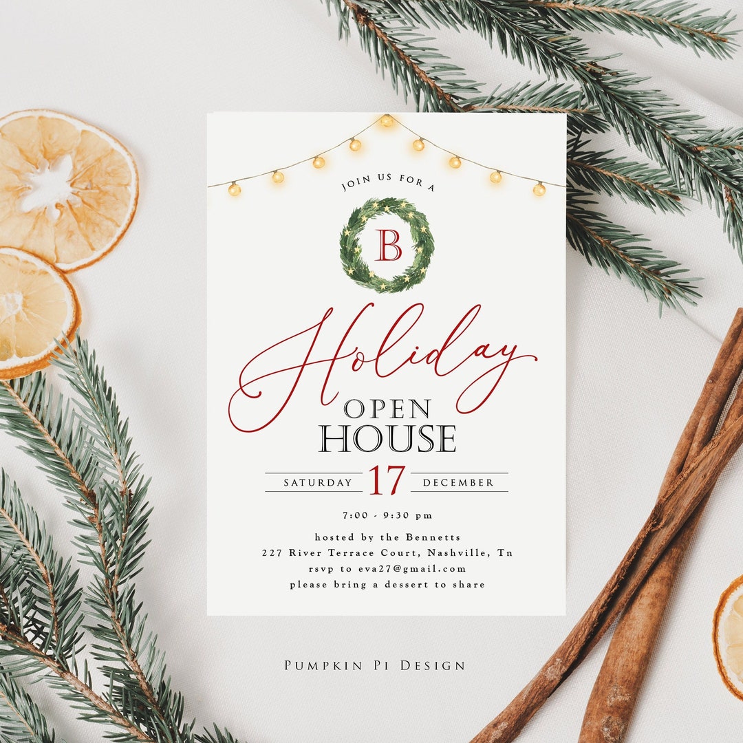 Holiday Open House Invitation Template, Open House Invitation With ...