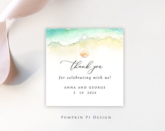 Sea Shell Favor Tag Template, Edit in Templett, Wedding Shower Favor ...