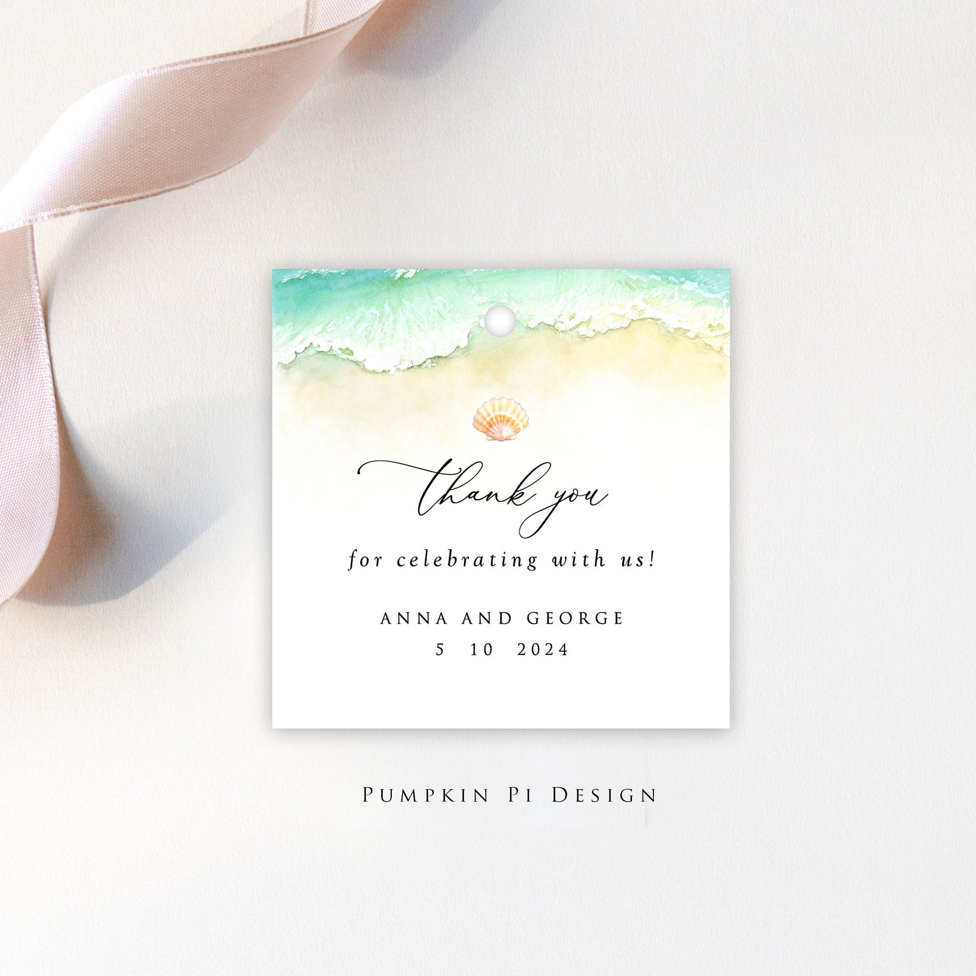 Beach, Sea Shell Favor Tag Template, Edit in Templett, Wedding Shower ...