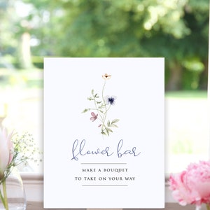 Wildflower Floral Flower Bar Sign Template, Bridal Shower Flower ...