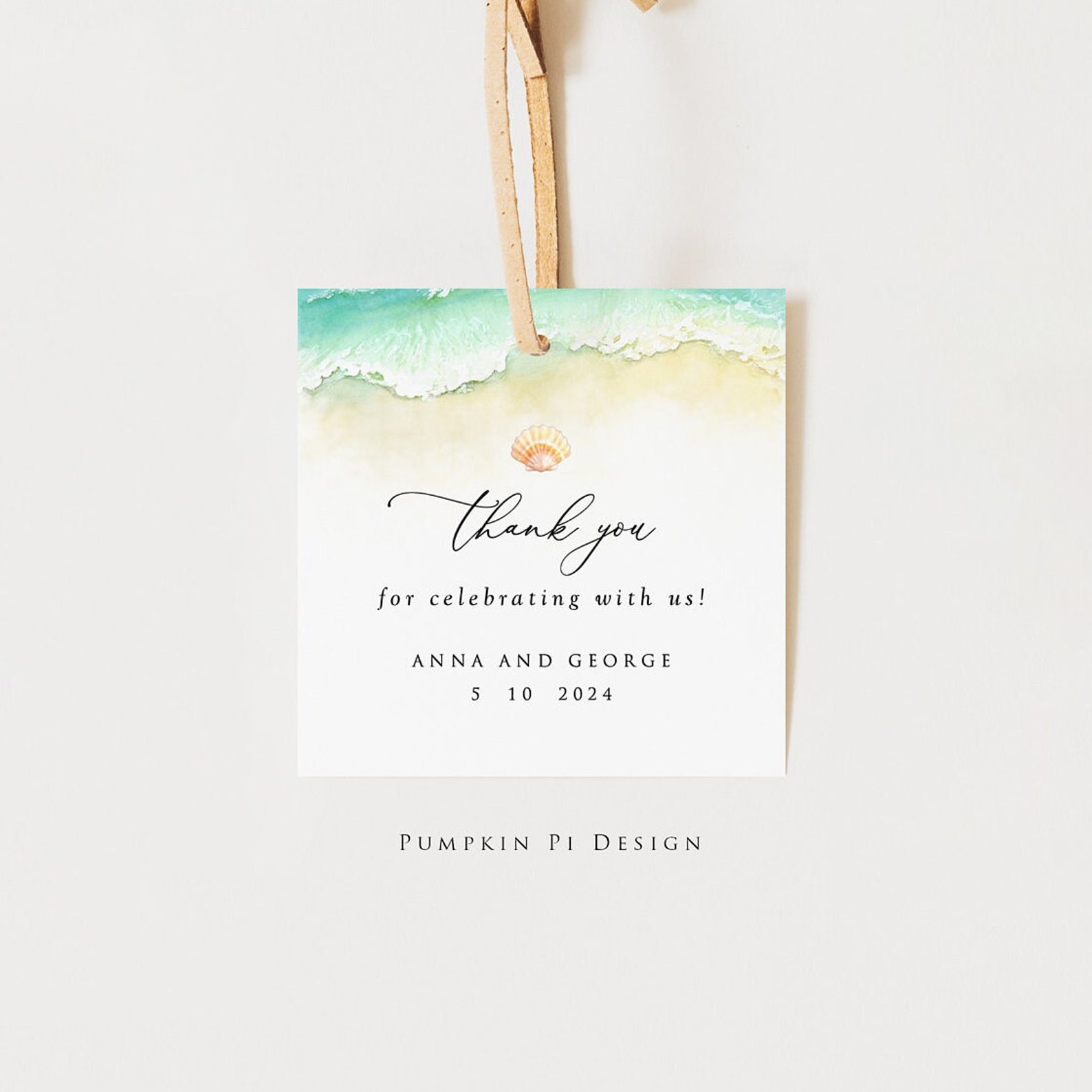 Beach, Sea Shell Favor Tag Template, Edit in Templett, Wedding Shower ...