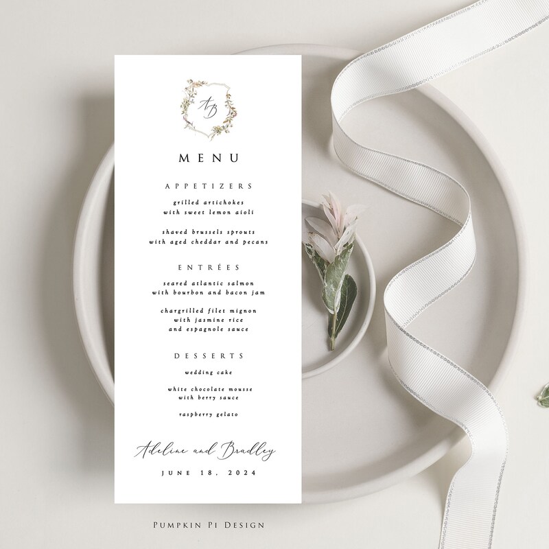Monogram Menu - Etsy