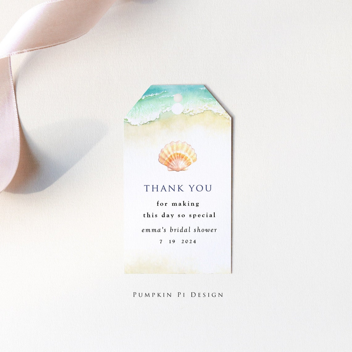 Sea Shell and Beach Favor Tag Template Edit in Templett - Etsy