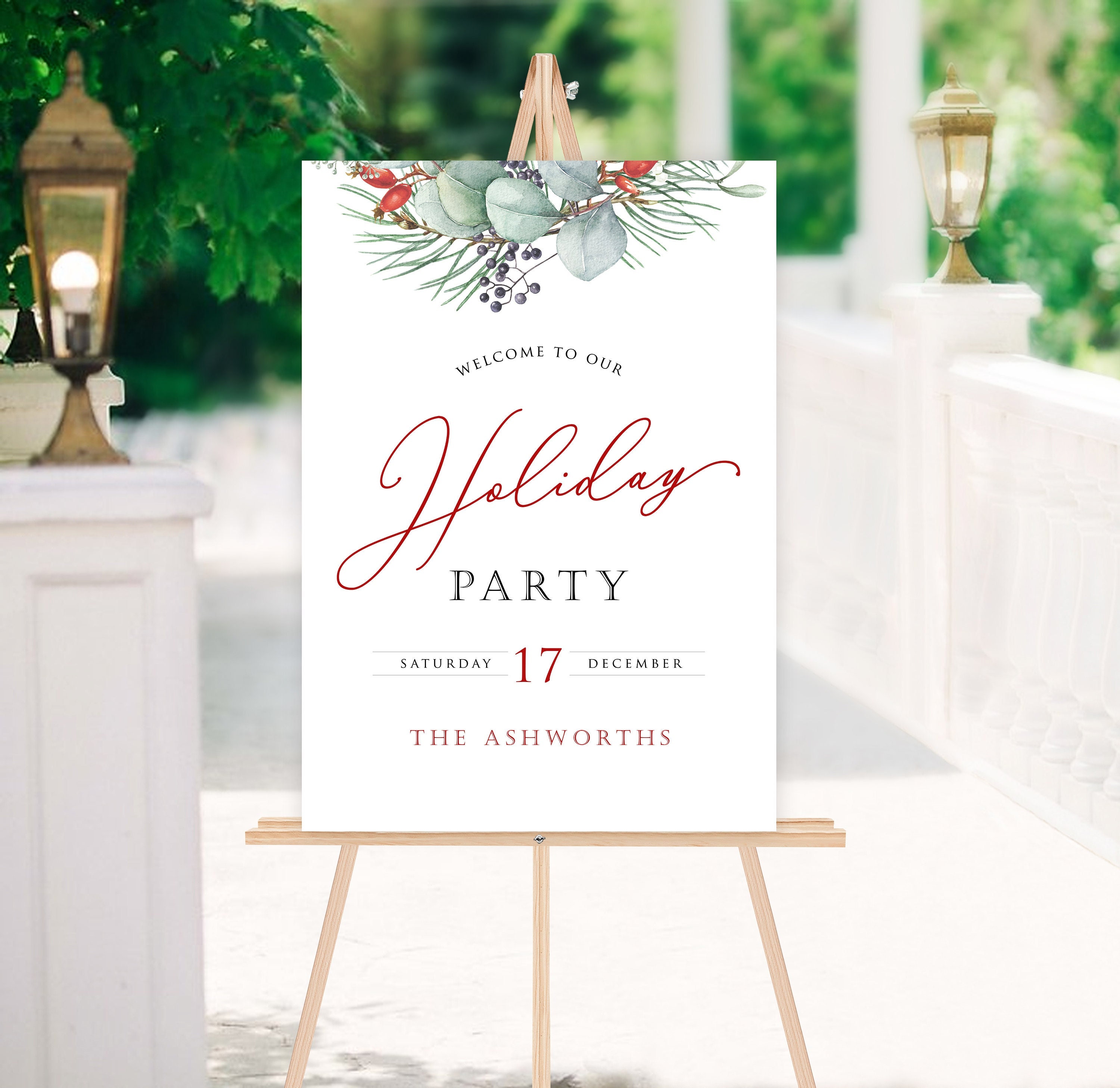 Holiday Party Welcome Sign, Christmas Party Welcome Sign Template, Edit ...