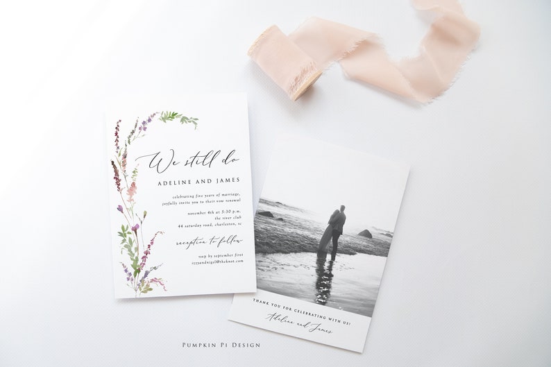 Wildflower Breeze We Still Do Invitation Template Vow - Etsy