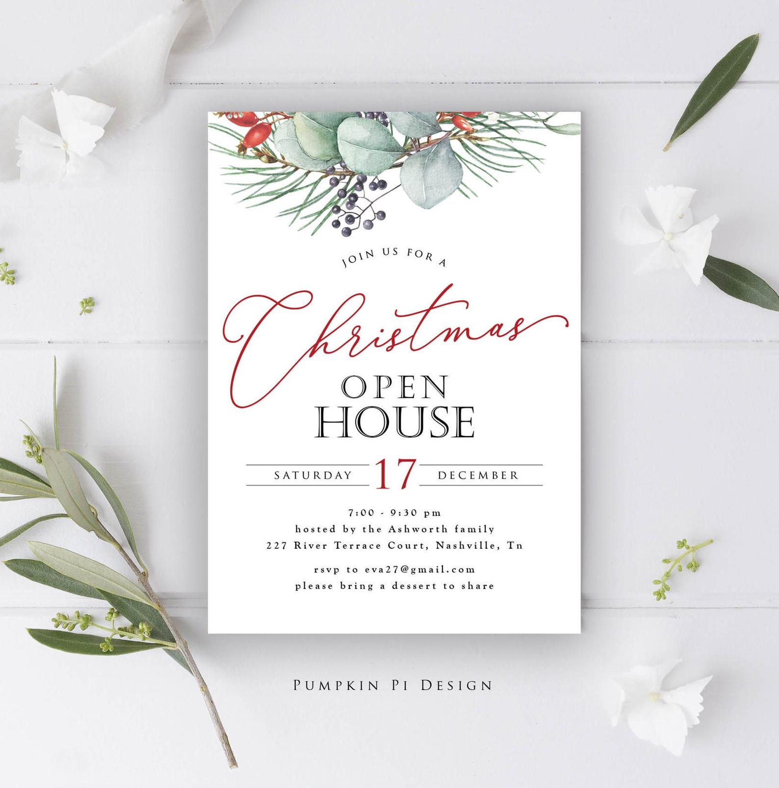 Winter Christmas Open House Invitation, Open House Invitation Template ...